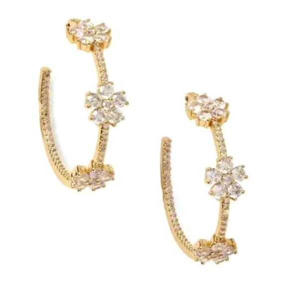 kate spade | Jewelry | Kate Spade Gold Gleaming Gardenia Flower Hoop ...